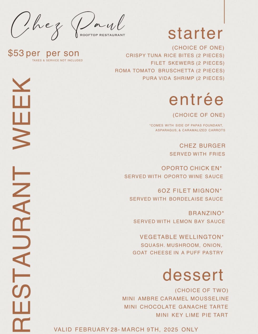 Restaurant Week Menu | Chez Hotel